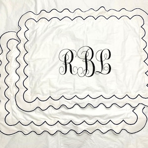 Personalized Monogrammed Pillow Sham With Double Scalloped Embroidery ...