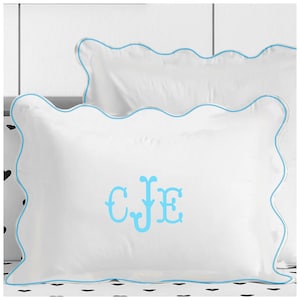Personalized Monogrammed Pillow Sham With Scalloped Embroidery Hand ...