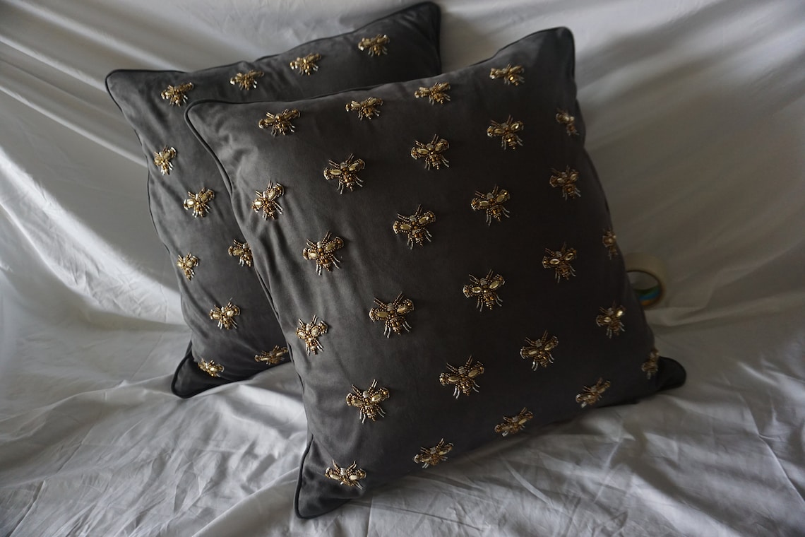 Insect Embroidery Pillow Cover set of 1 | Etsy