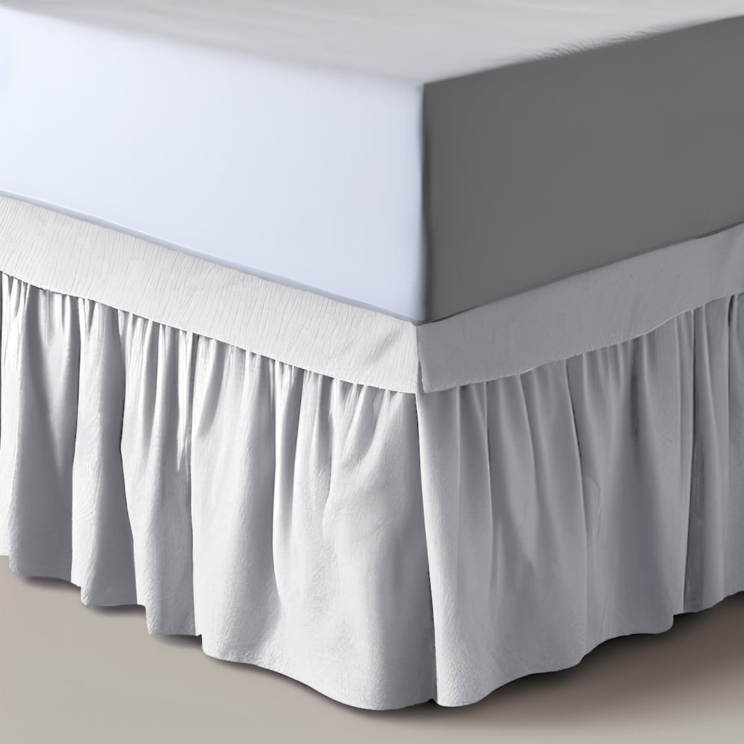 Elastic Wrap Around Bed Skirt With Elastic Covering Portion- 8" to 39 ...