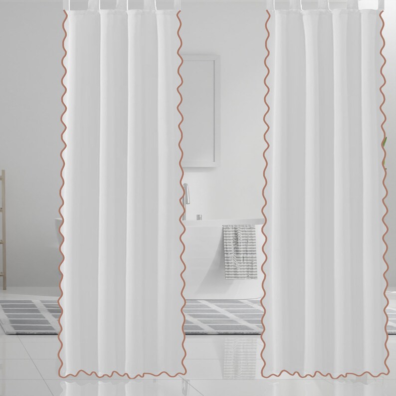 Scallop Border Cotton Curtain 1 Panel - Etsy