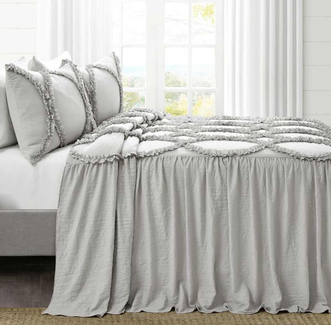 Textured Bedspread Set 100% Cotton 400TC Solid Color for - Etsy
