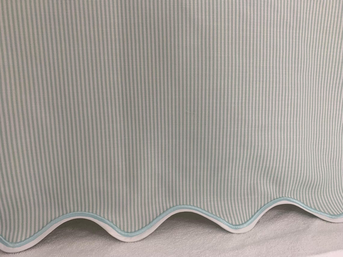 Ticking Stripe Pattern Scalloped Embroidery Dust Ruffle - for Nursery ...