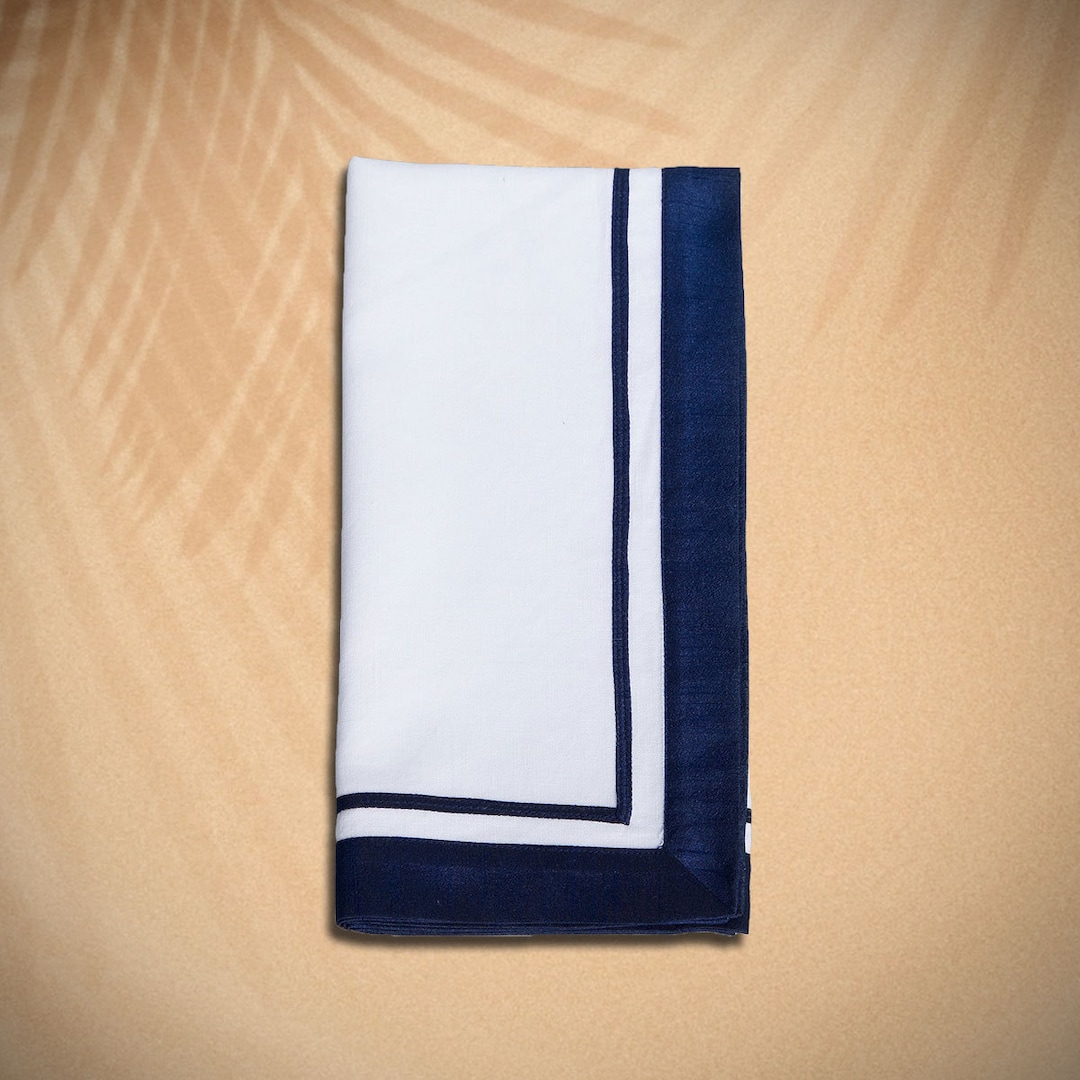 White With Border Frame Embroiddry Cotton Cloth Small Dinner Napkin 6pc ...