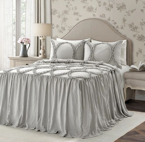 Textured Bedspread Set 100% Cotton 400TC Solid Color for - Etsy