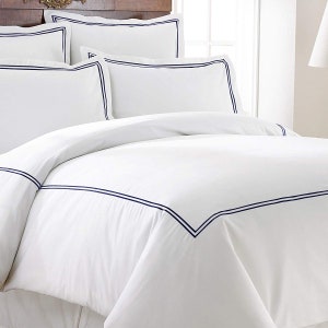 500 Thread Count White Cotton Sateen Hotel Stitch Duvet Cover - Etsy Canada