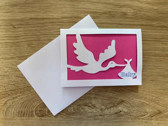 1 X Expecting A Baby Card With a Stork Carrying a Baby - Etsy