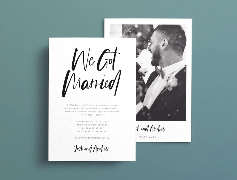 Editable Elopement Celebration Invitation Template With Text Message ...