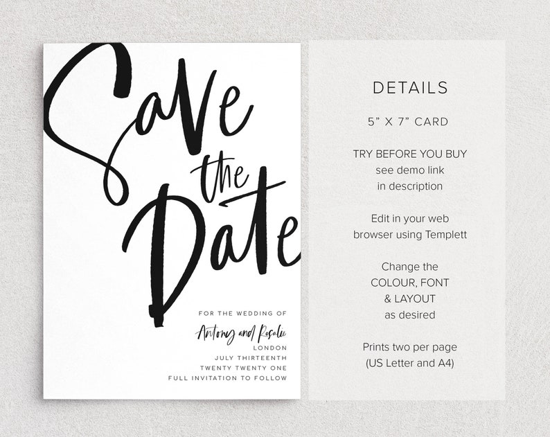 Save The Date Template Matching Text Message Template Edit | Etsy