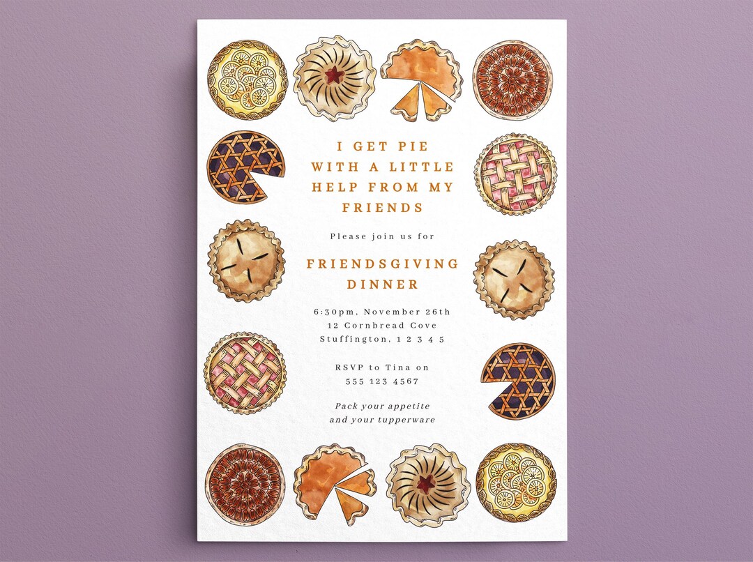 Editable Thanksgiving Invitation Template for Holiday Party Invite With ...