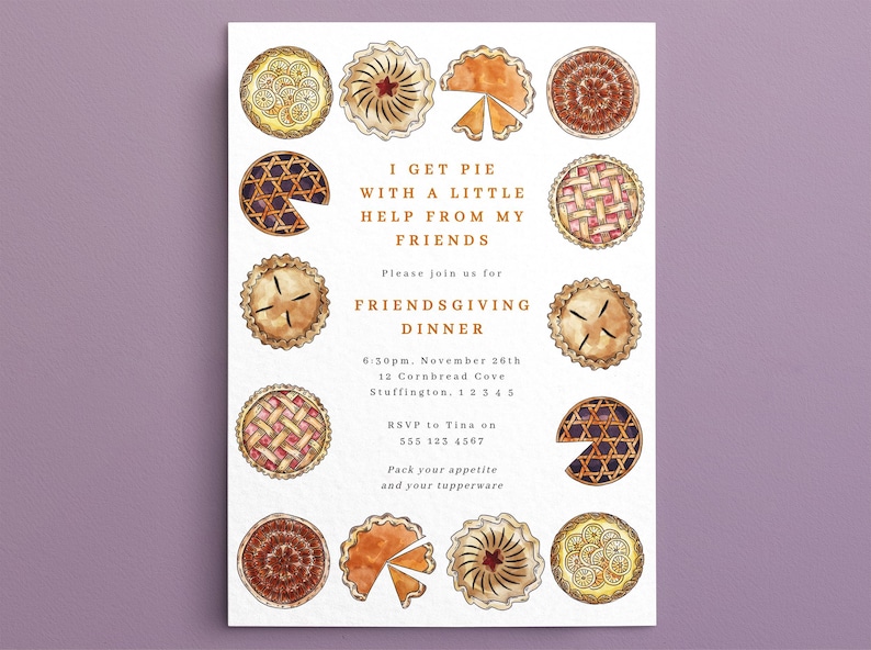 Editable Thanksgiving Invitation Template for Holiday Party Invite With ...