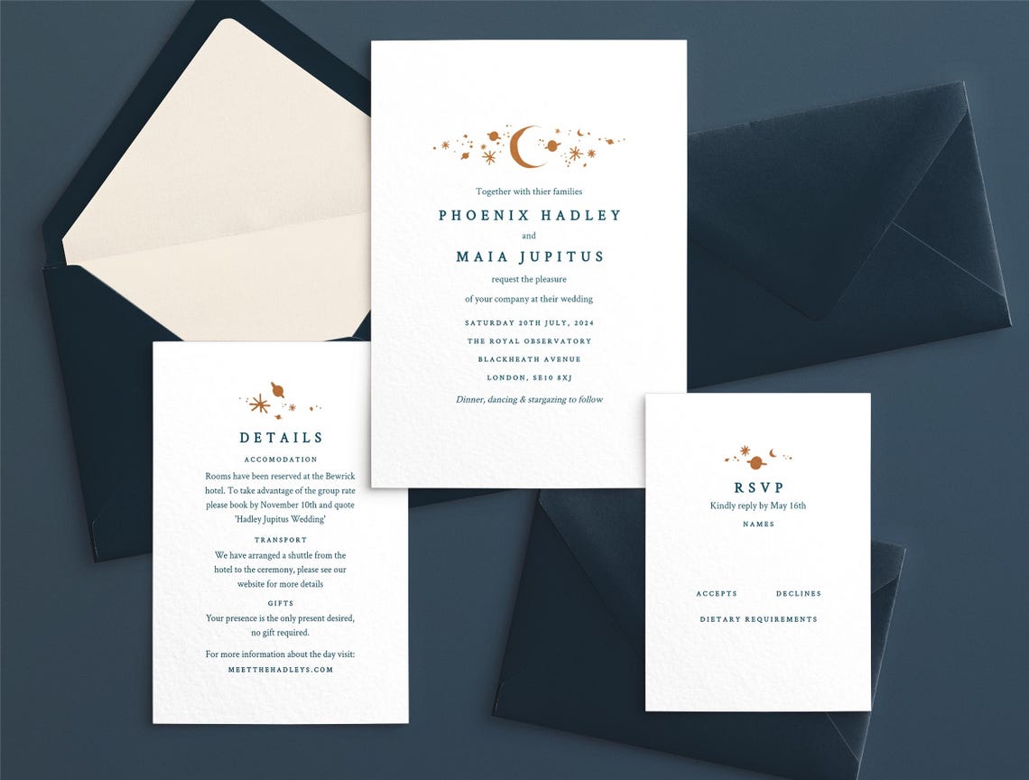 Editable Invitation Template for Celestial Wedding With Starry Night ...
