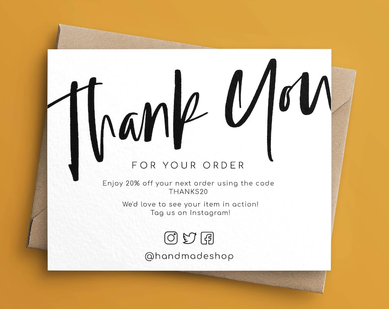 Thank You for Your Order Printable, Thank You Card Template, Business ...