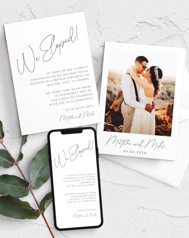 Printable Elopement Card and Text Message Template, We Eloped ...