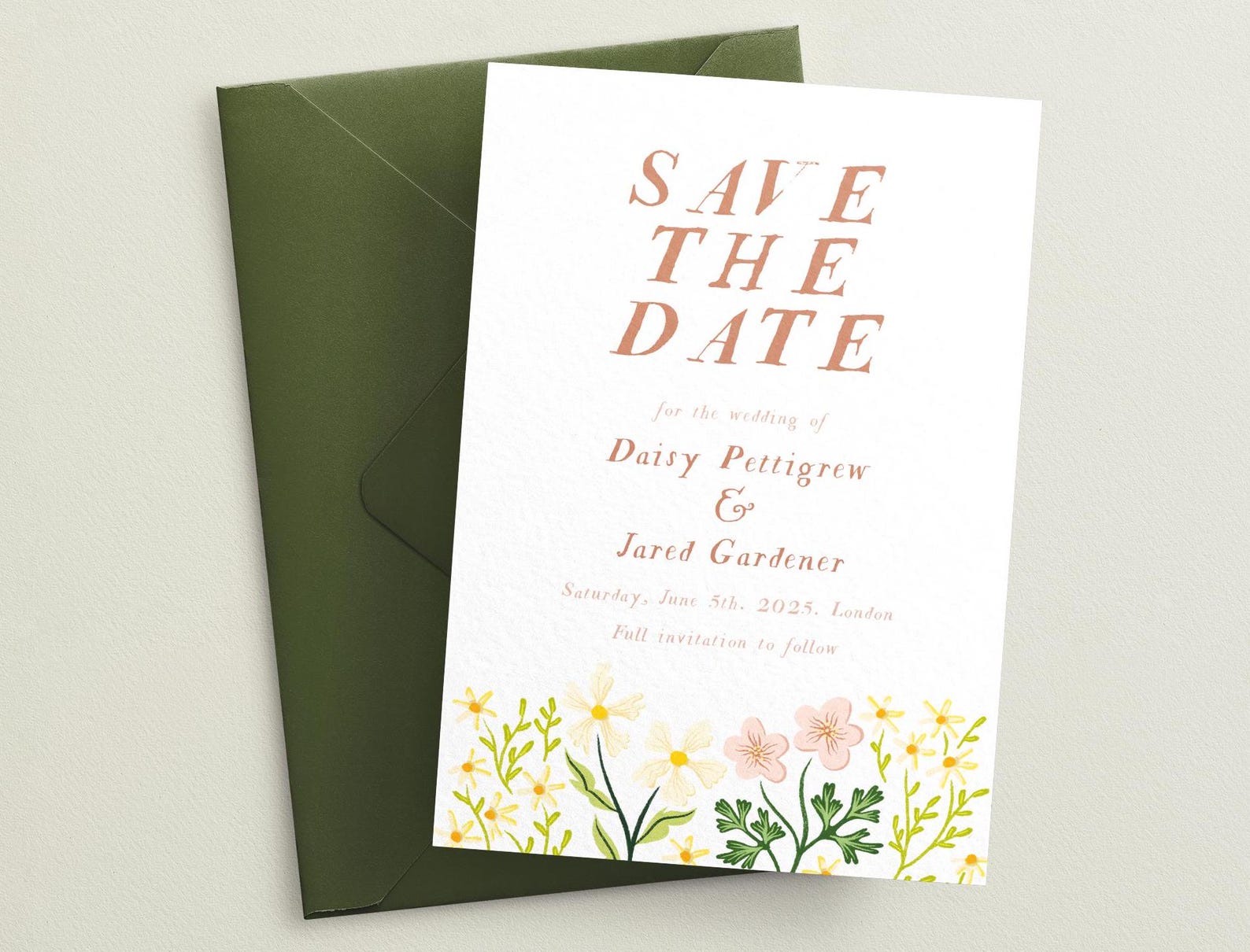 Editable Wedding Save the Date Template With Wildflowers - Invitation ...