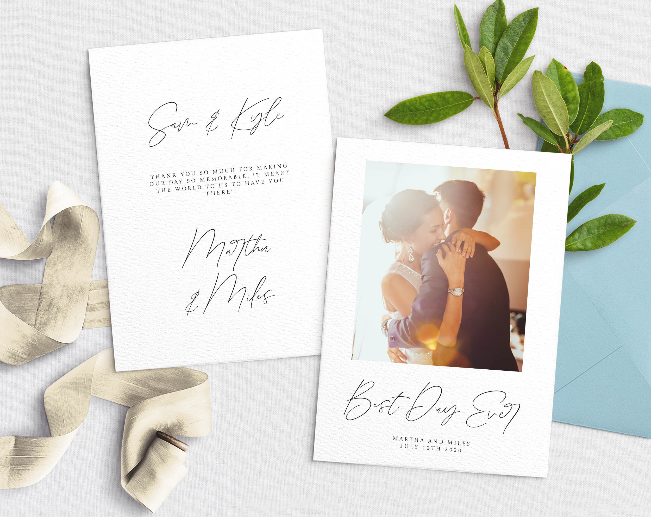 Wedding Thank You Card Template (5"x7") With Photo, Instant Download ...
