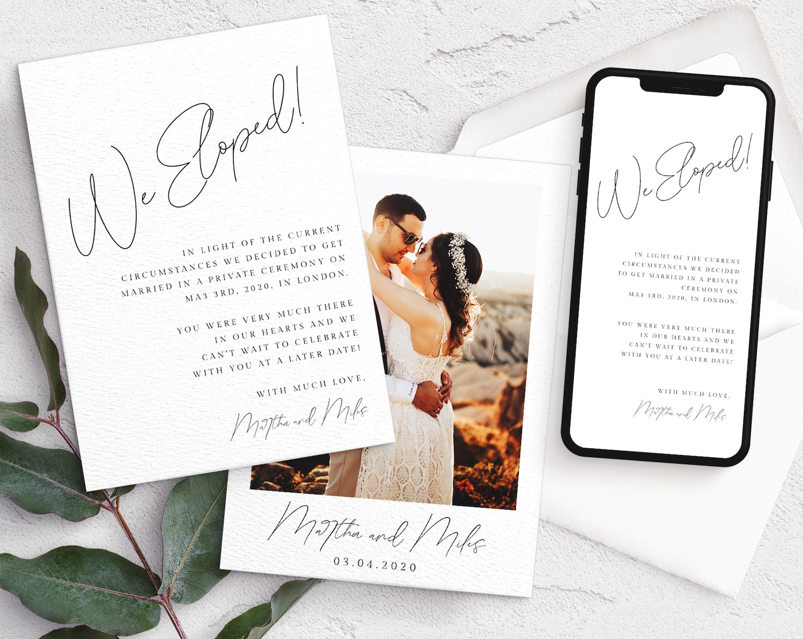 Printable Elopement Card and Text Message Template We Eloped - Etsy
