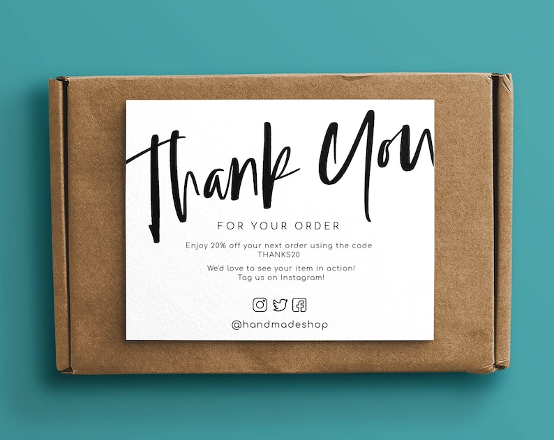 Thank You for Your Order Printable, Thank You Card Template, Business ...