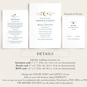 Editable Invitation Template for Celestial Wedding With Starry Night ...