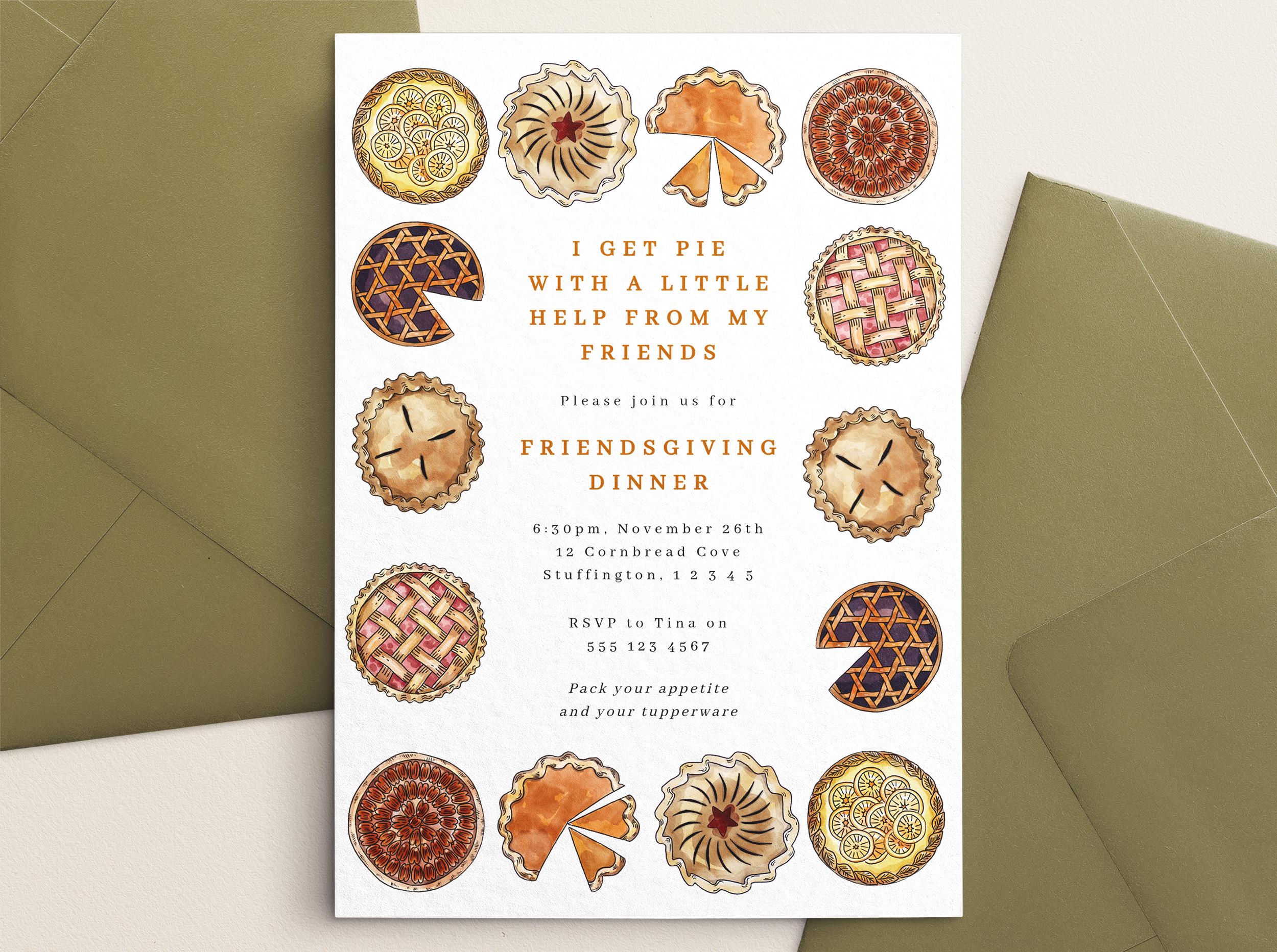 Editable Thanksgiving Invitation Template for Holiday Party Invite With ...