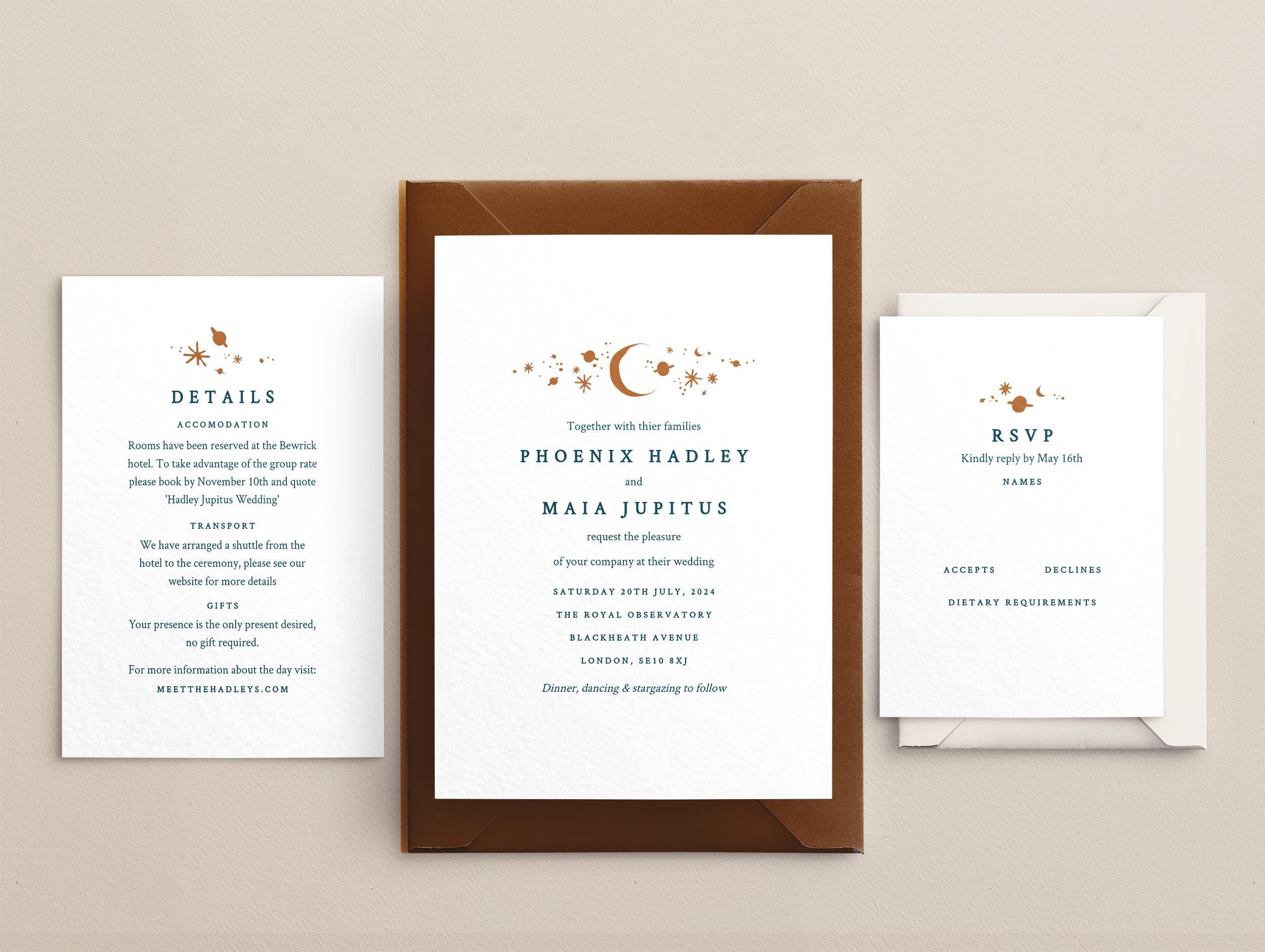Editable Invitation Template for Celestial Wedding With Starry Night ...