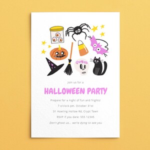 Editable Halloween Invitation for Kids Party With Cute Witch and ...