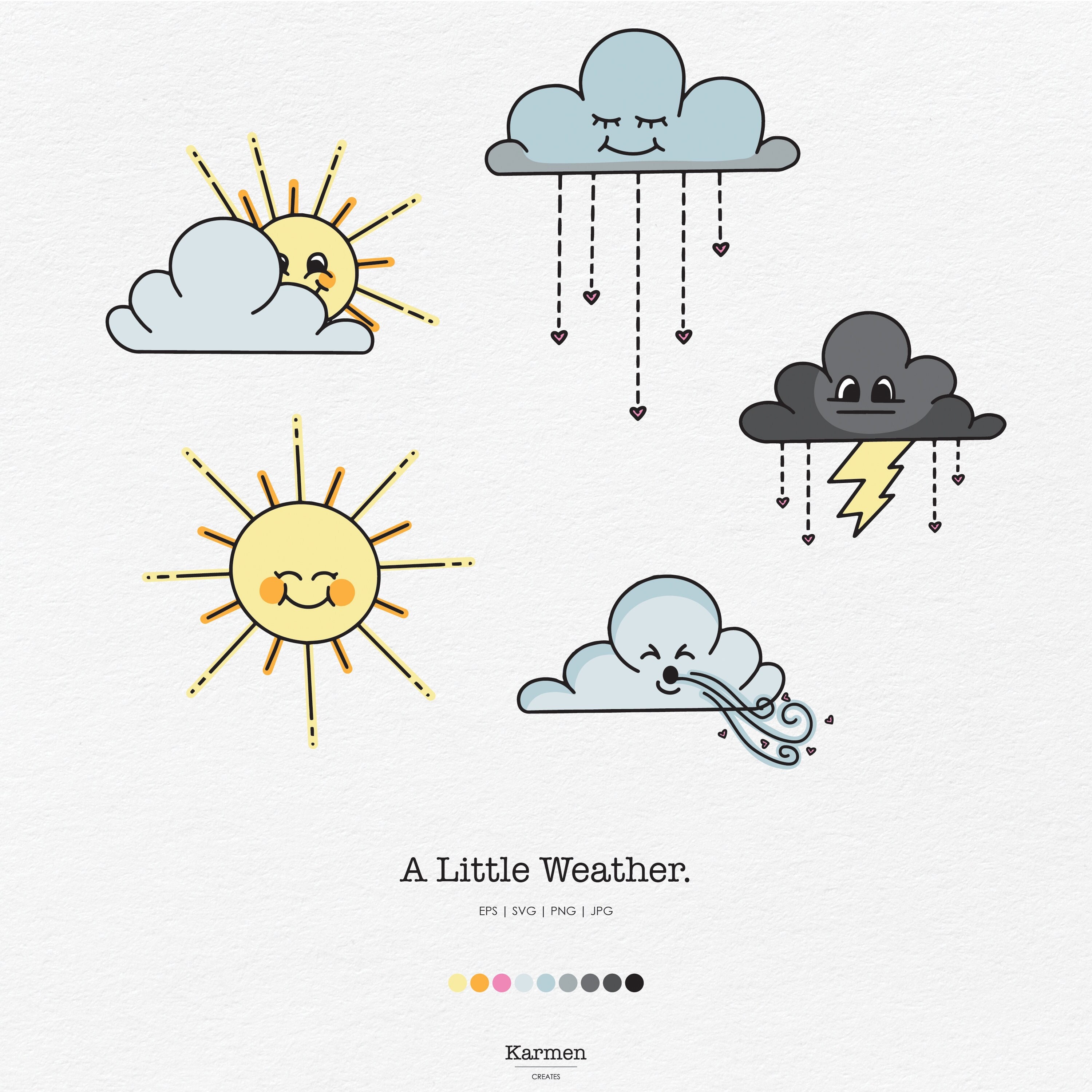 Weather Svg Bundle Clouds Svg Storm Svg Rain Cloud Svg Sunshine Svg Sun ...