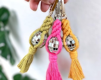 Macrame Disco Ball Keychain - Etsy