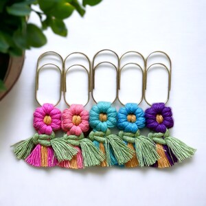 Cute Flower Macrame Bookmark, Floral Journal Page Marker, Jumbo ...