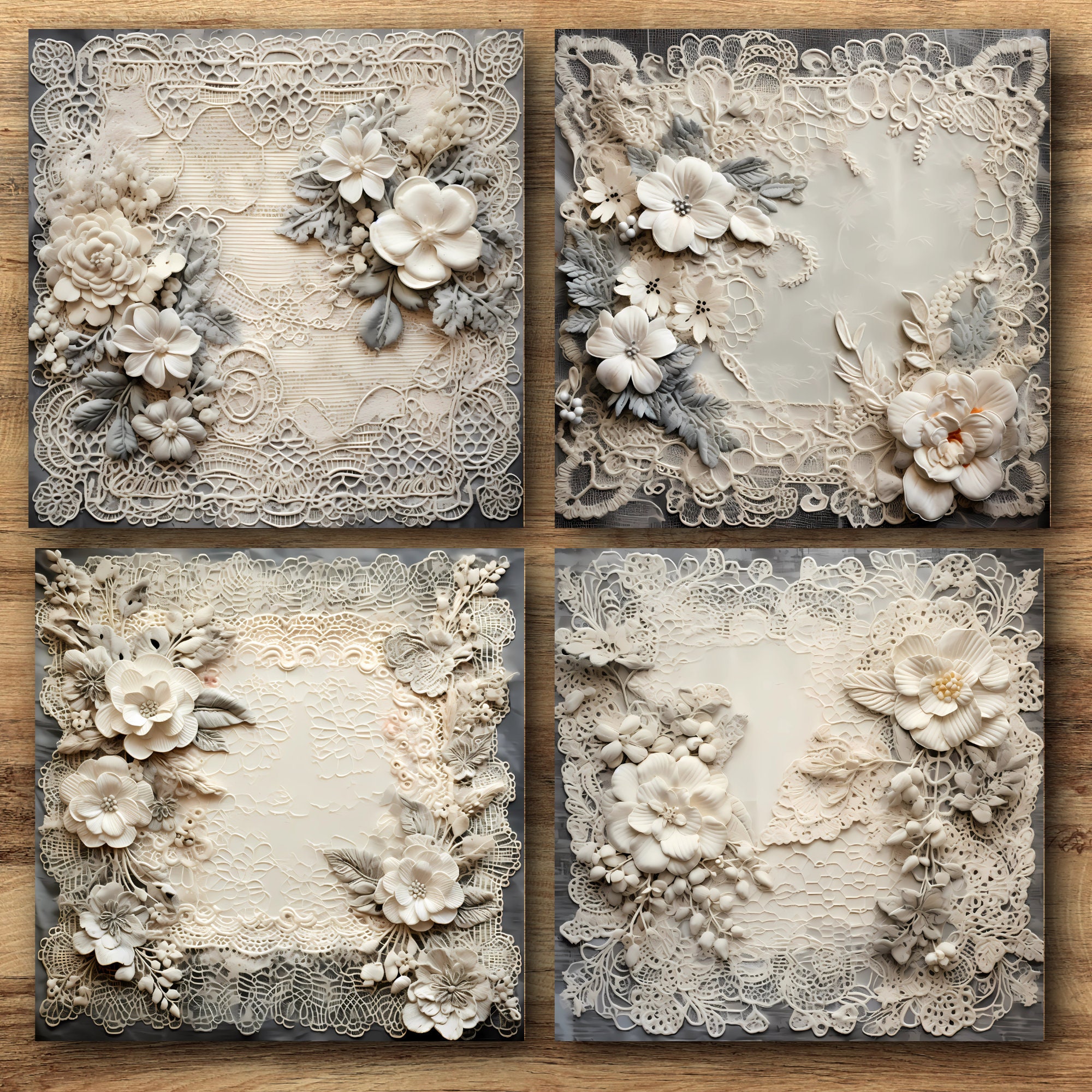 Vintage Lace Digital Paper Printable, Elegance Bloom Garden, Lace ...