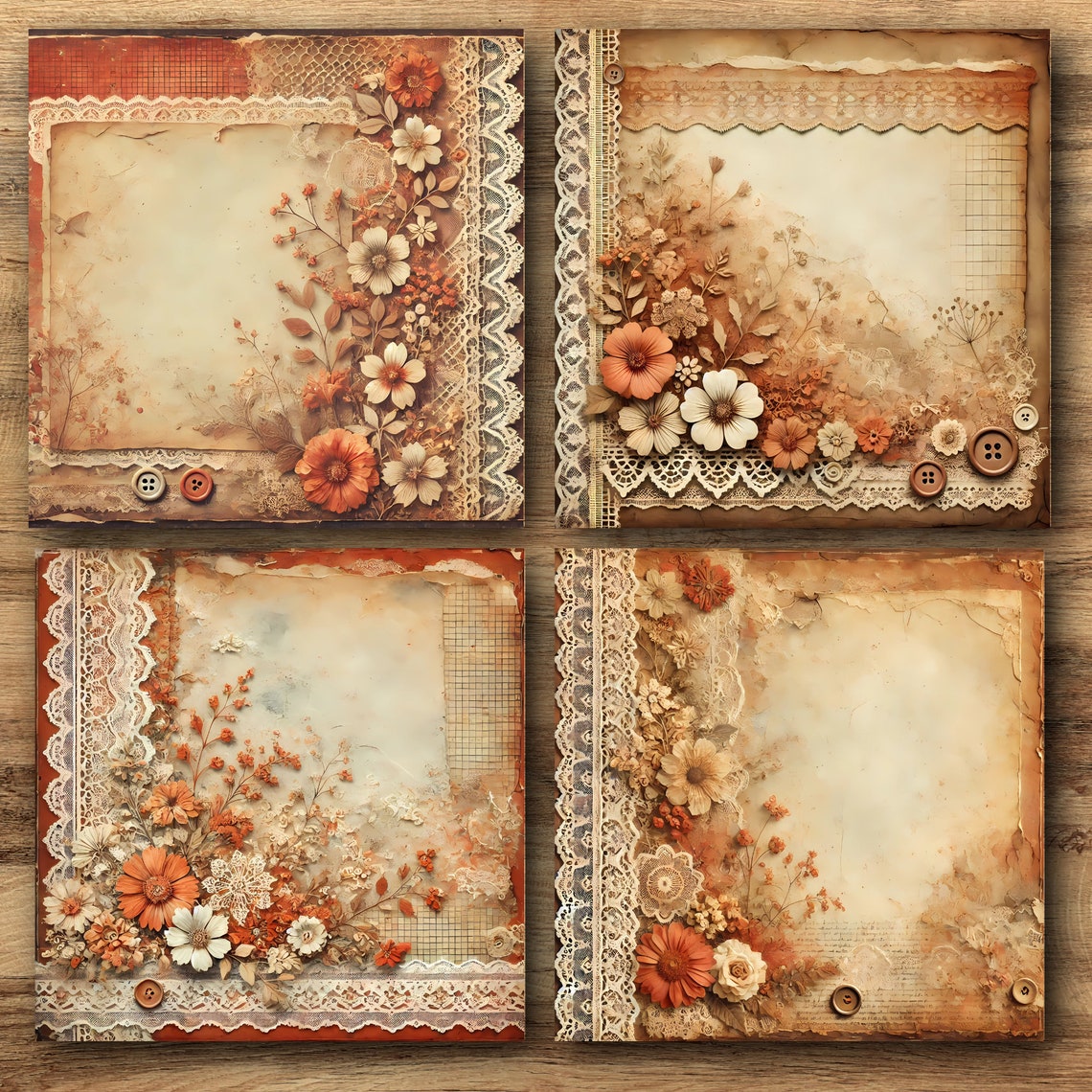 12x12 Vintage Lace Digital Paper Printable, Autumnal Nostalgia, Lace ...
