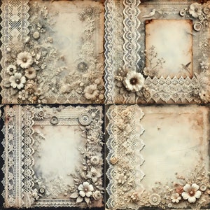 12x12" Vintage Lace Digital Paper Printable, Ghostly White, Lace ...