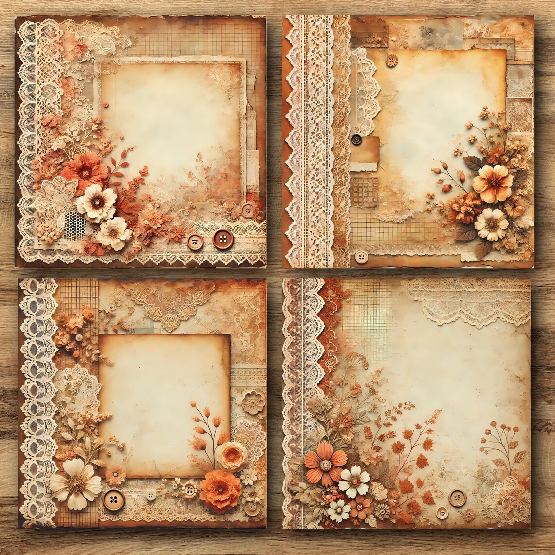 12x12 Vintage Lace Digital Paper Printable, Autumnal Nostalgia, Lace ...