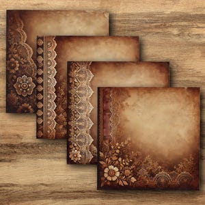 12x12" Vintage Lace Digital Scrapbook Paper, Vintage Espresso ...