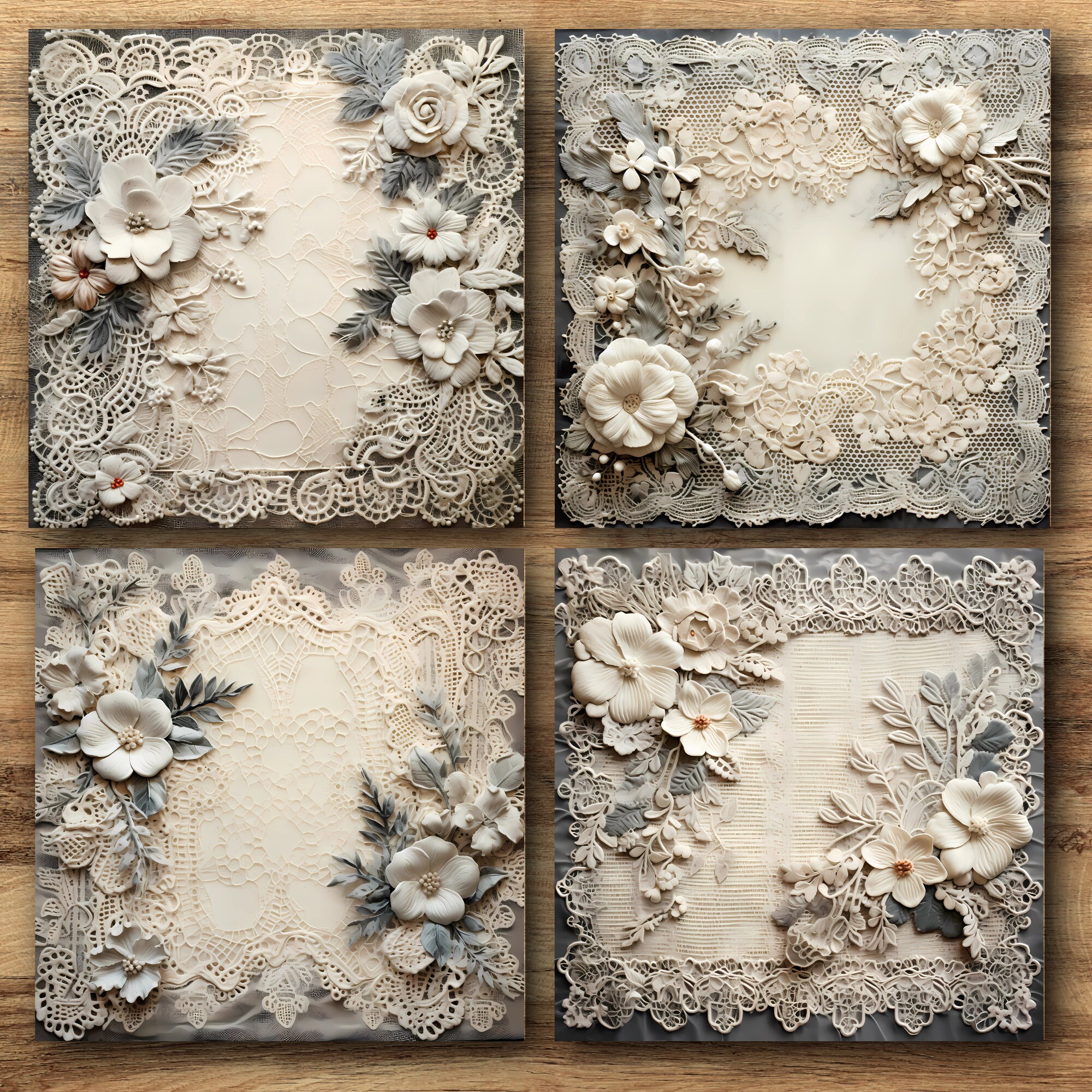 Vintage Lace Digital Paper Printable, Elegance Bloom Garden, Lace ...