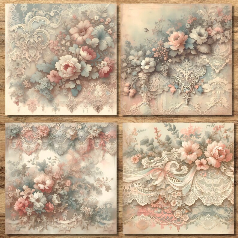 Vintage Lace Digital Paper Printable, Essence Shabby Chic, Lace ...
