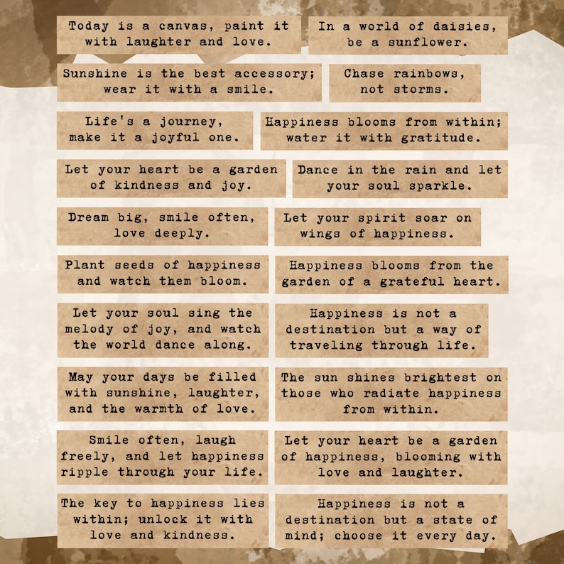 Printable Happy Quotes for Junk Journal, Happiness, Junk Journal Words ...