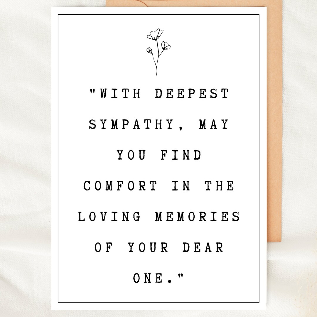 Minimalist Printable Sympathy Card, Condolence Card, for Loss, Loved ...
