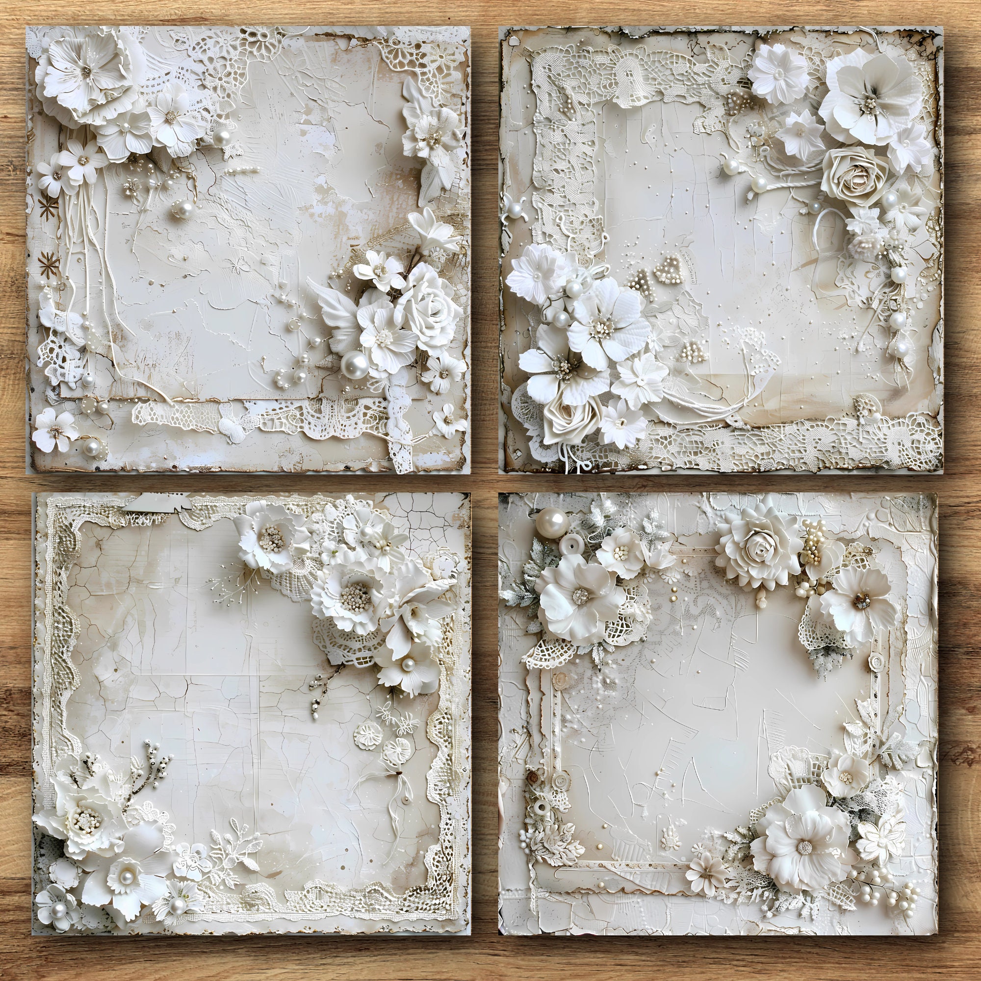 Vintage Lace Digital Paper Printable, Charming White, Flower Lace ...