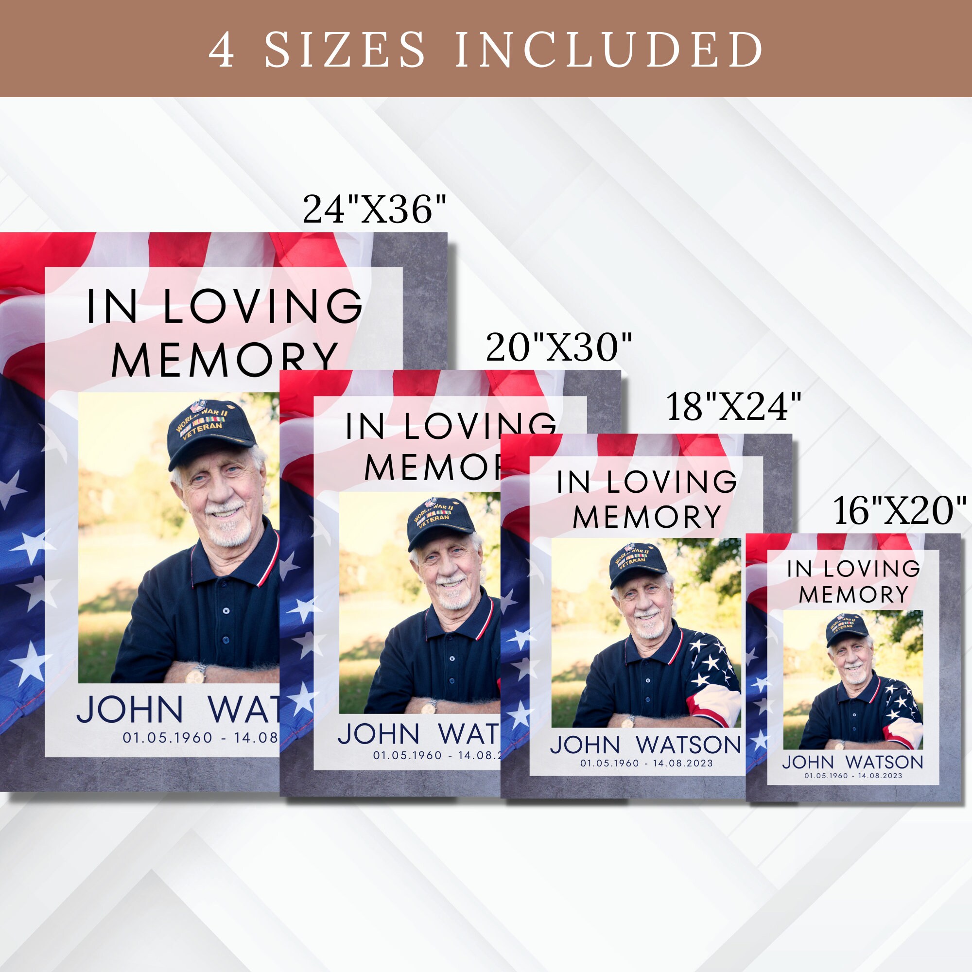 In Loving Memory Funeral Memorial Welcome Sign Poster for Veteran ...