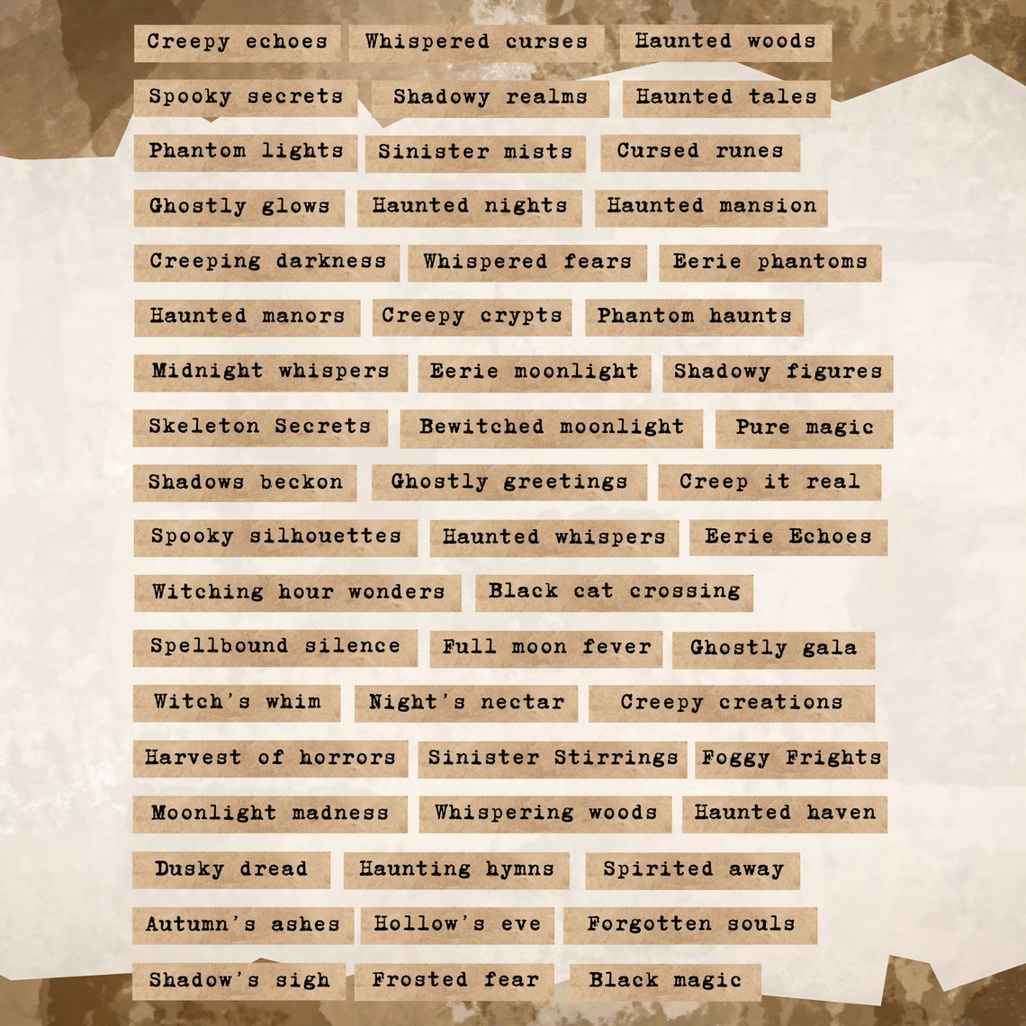 Printable Spooky Halloween Words & Phrases: Junk Journal Ephemera ...