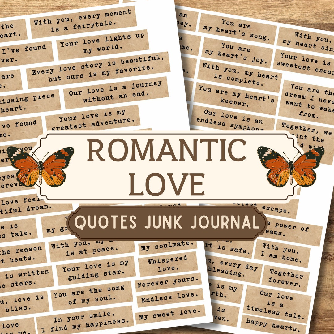 Romantic Love Quotes: Junk Journal Printable Words (digital Download ...