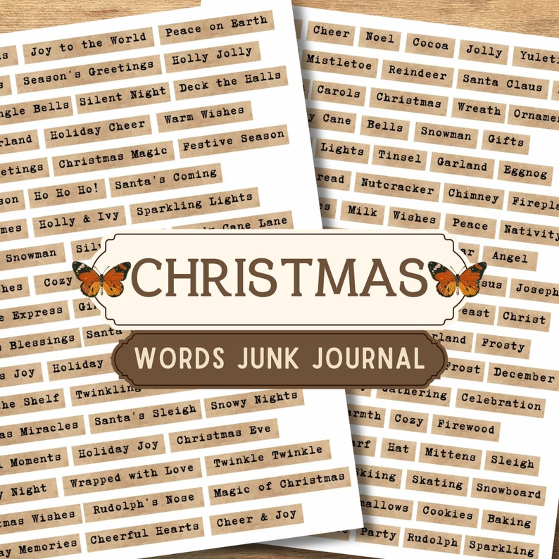 Printable Christmas Junk Journal Words & Phrases: Ephemera (digital ...
