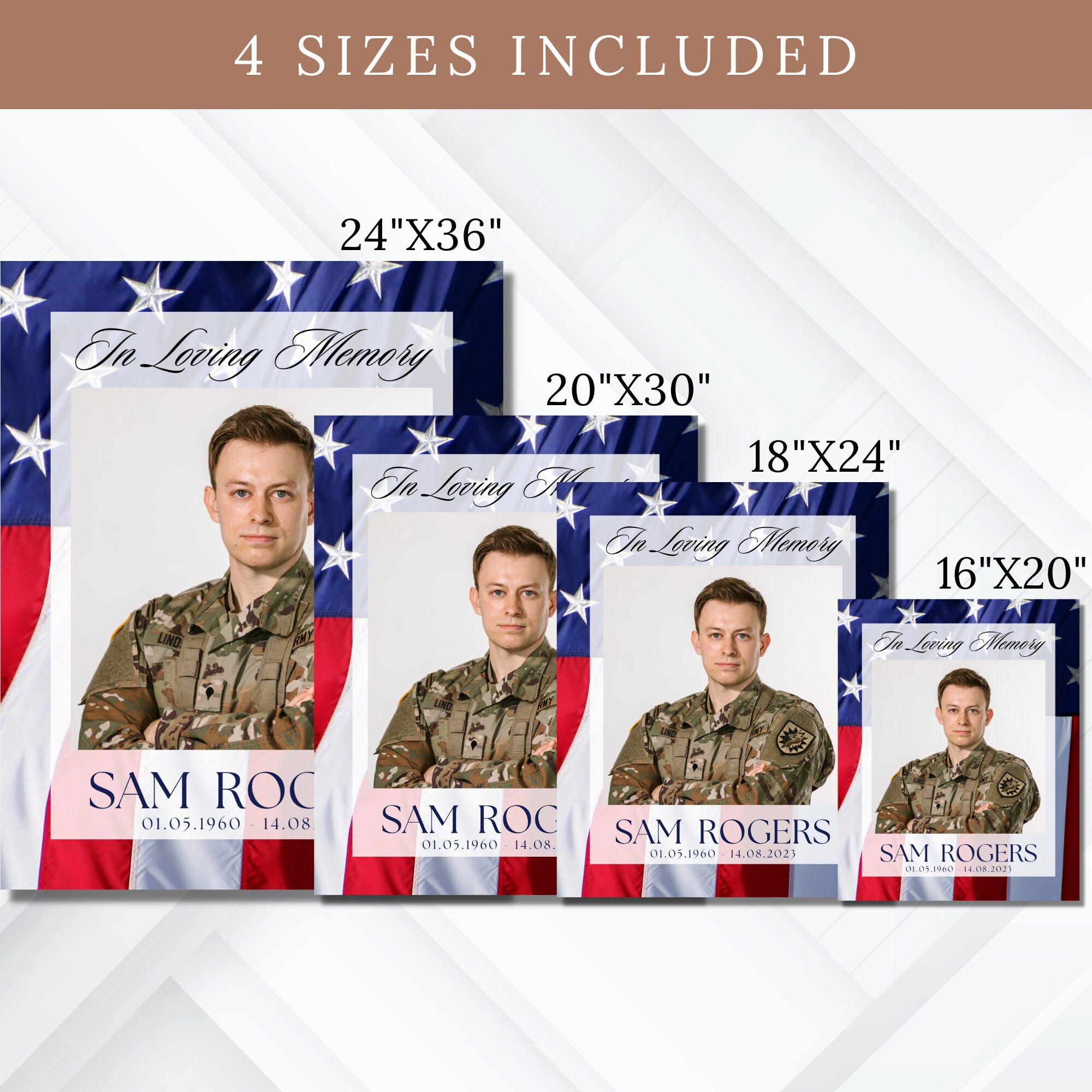 Veteran Memorial Welcome Sign: American Flag, Editable Canva Template ...