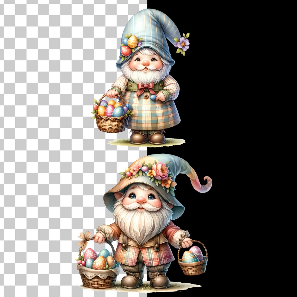 Cute Easter Gnome Clipart, PNG Bundle, Vintage, Easter Eggs, Spring ...