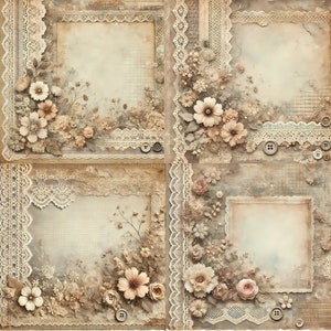 12x12" Vintage Lace Digital Paper Printable, Timeless Taupe, Lace ...