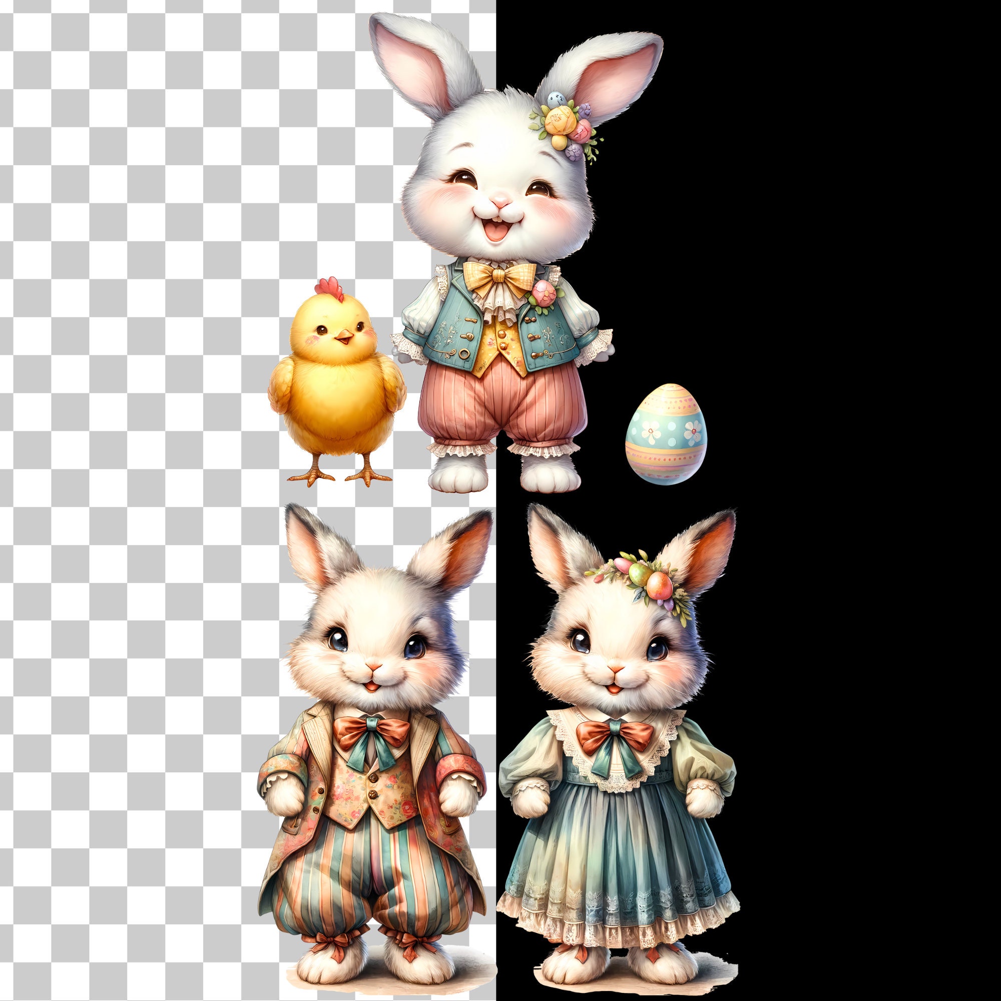 Easter Bunny Clipart PNG Transparent, Vintage, Easter Eggs, Spring ...