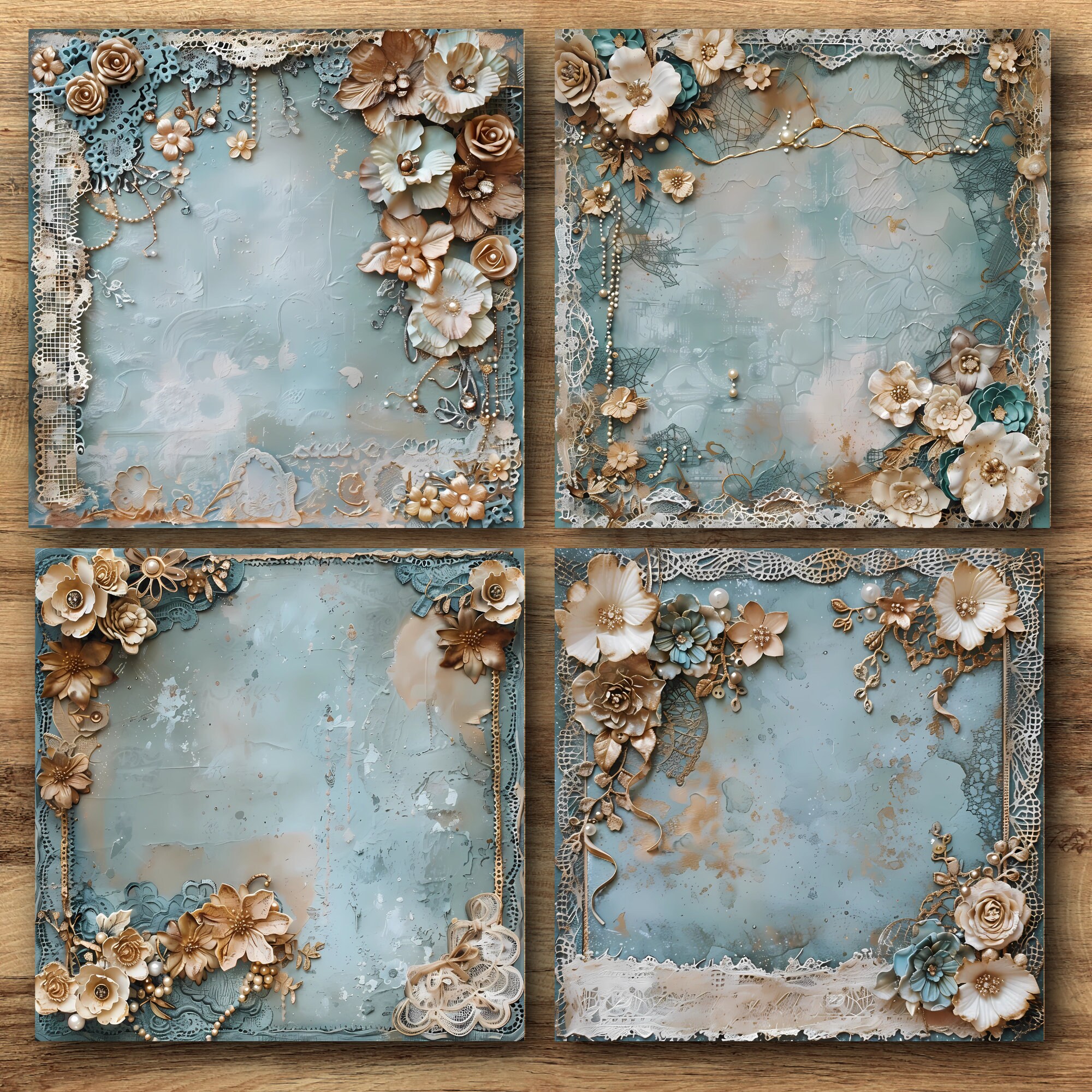 Vintage Lace Digital Paper Printable, Charm Robins Egg Blue, Lace ...