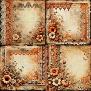 Vintage Lace Digital Paper: 12x12 Harvest Charm Scrapbook Kit (digital ...