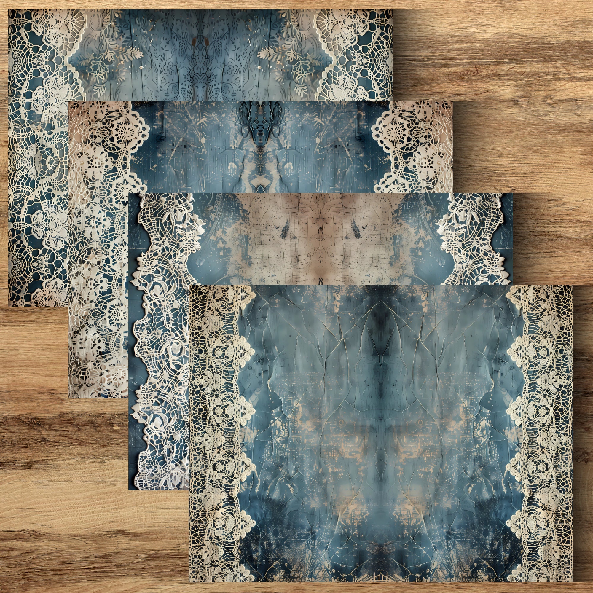 8.5x11" Vintage Lace Digital Paper Printable, Blue Whisper Floral, Lace ...